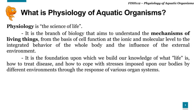 Introduction to Physiology of Aquatic Organisms.pptx | Fish and ...