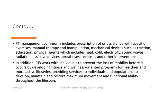Introduction to physiotherapy | PPTX | Physical Therapy | Wellness