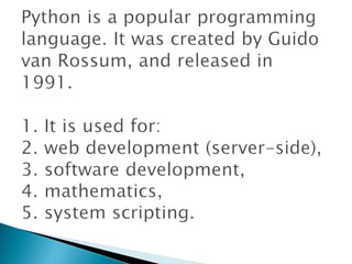 INTRODUCTION TO PYTHON | PPT