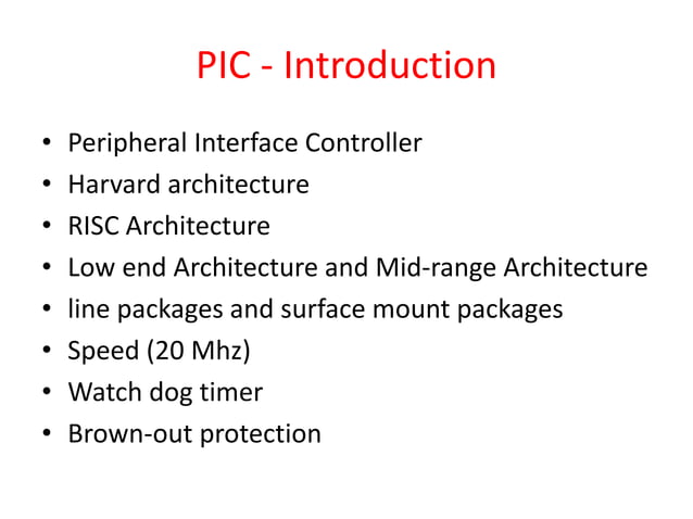 Introduction to pic microcontroller | PPT