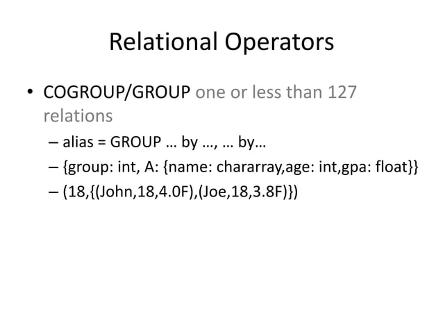 Introduction to pig | PPTX | Databases | Computer Software and Applications