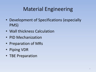 Introduction to piping department | PPTX