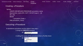 Introduction to PL/SQL | PPTX