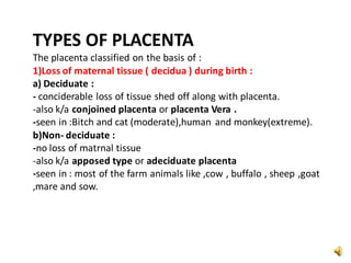Introduction to placenta , its types and functions copy | PPT