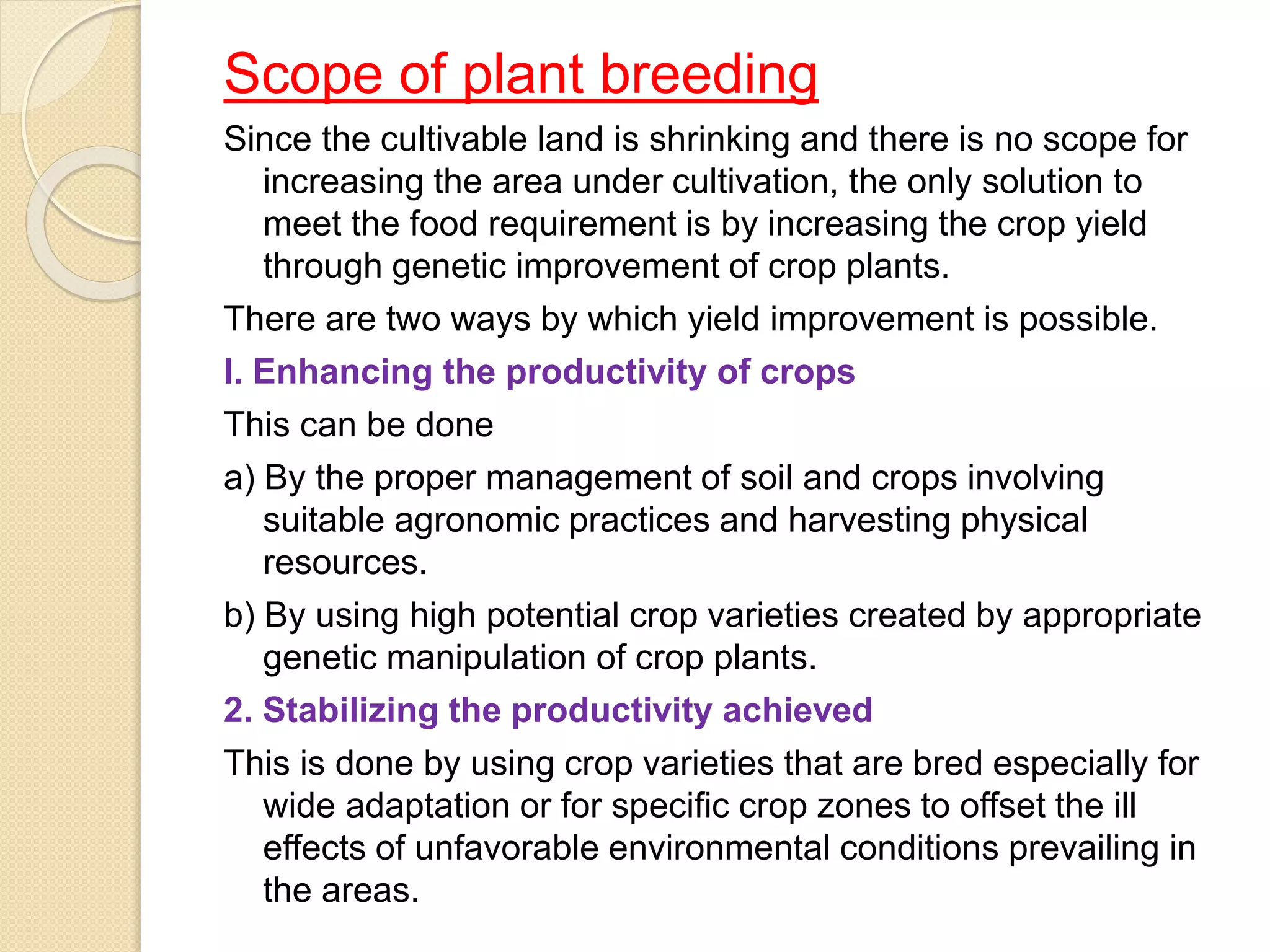 Introduction to plant breeding, History and Achievements | PPTX