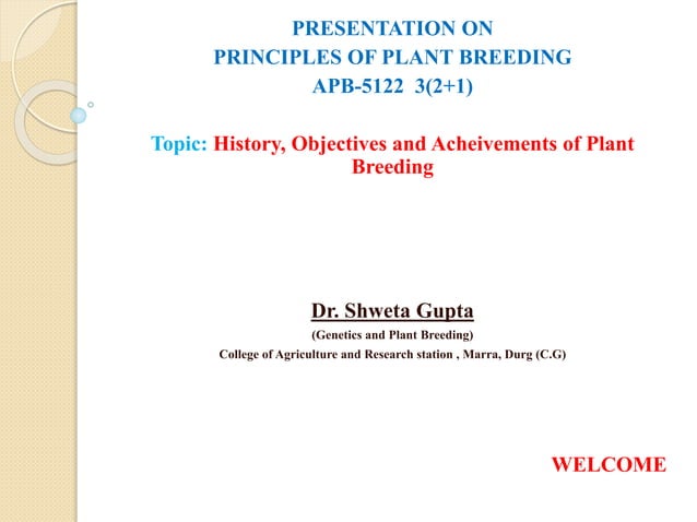 Introduction to plant breeding, History and Achievements | PPTX