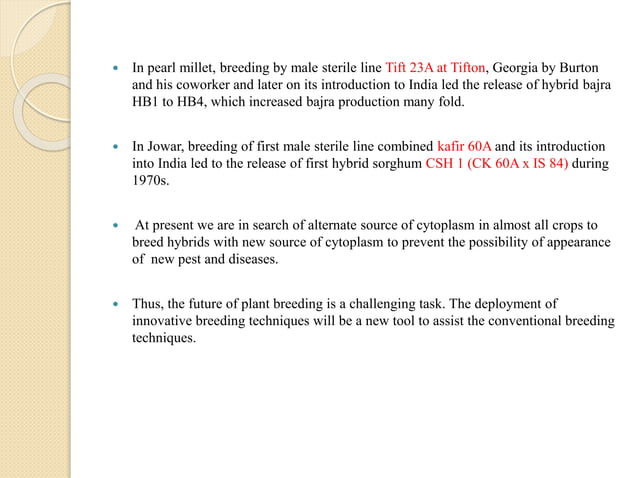 Introduction to plant breeding, History and Achievements | PPTX