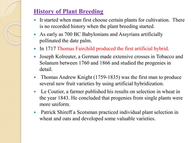 Introduction to plant breeding, History and Achievements | PPTX