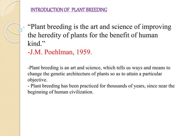 Introduction to plant breeding, History and Achievements | PPTX