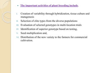 Introduction to plant breeding, History and Achievements | PPTX
