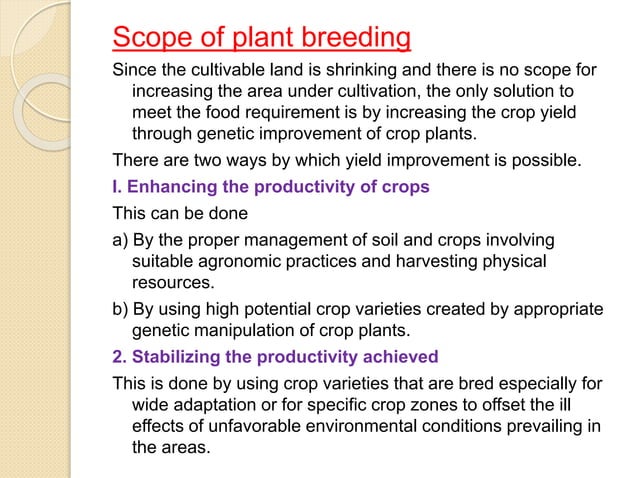 Introduction to plant breeding, History and Achievements | PPTX
