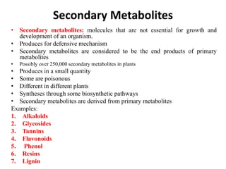 Introduction to plant metabolities | PPTX | Endocrine and Metabolic ...