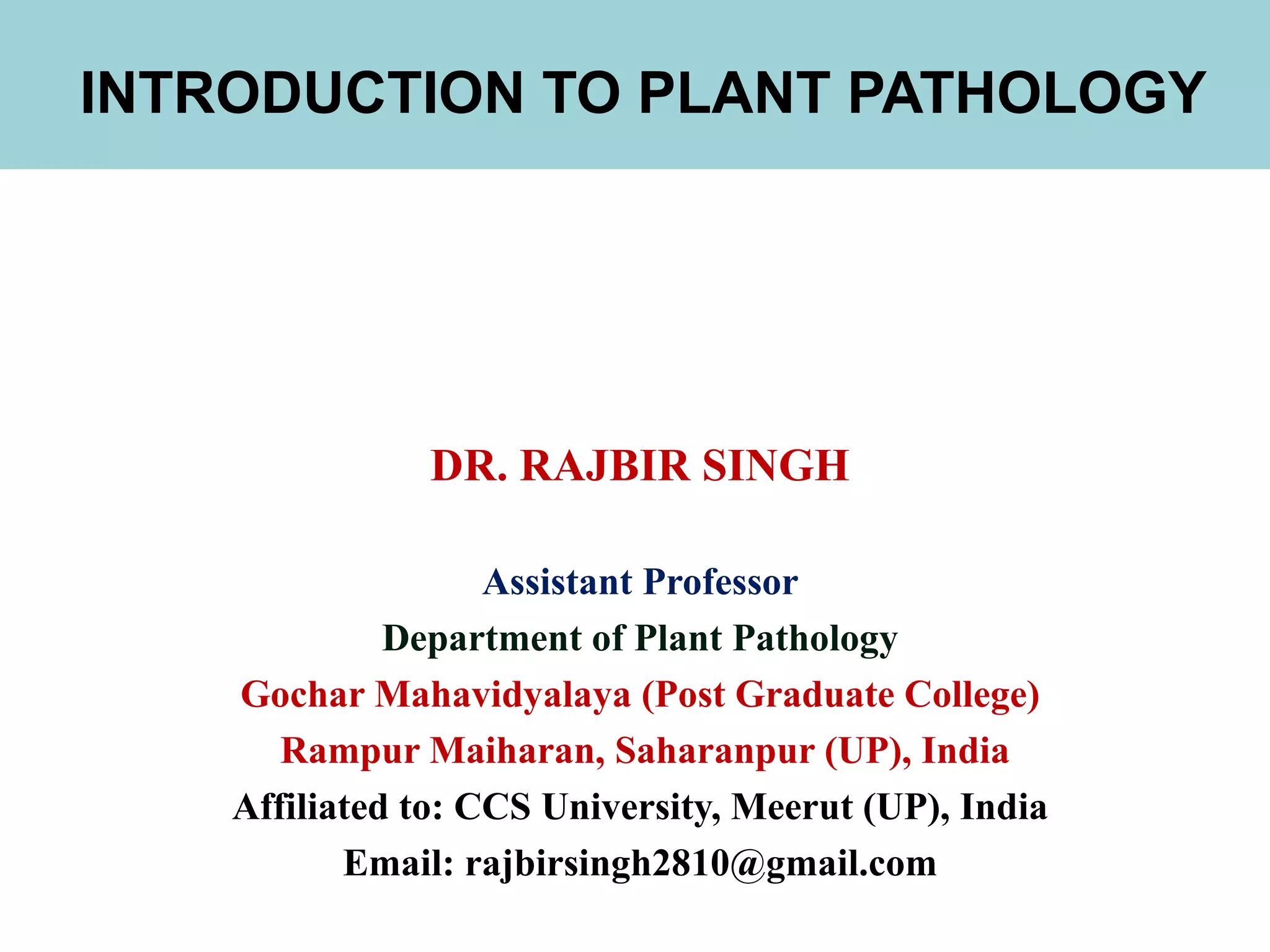 Introduction to plant pathology | PPT