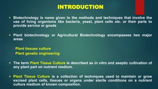 Introduction to plant tissue culture... | PPTX