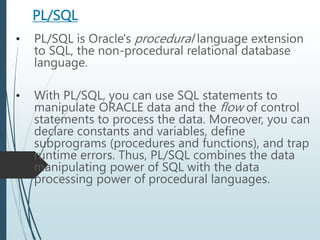 Introduction to PLSQL.PPT | Databases | Computer Software and Applications