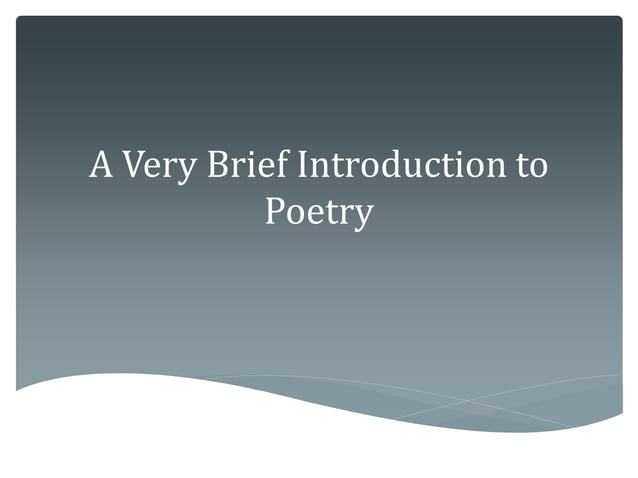 Introduction to Poetry | PPTX