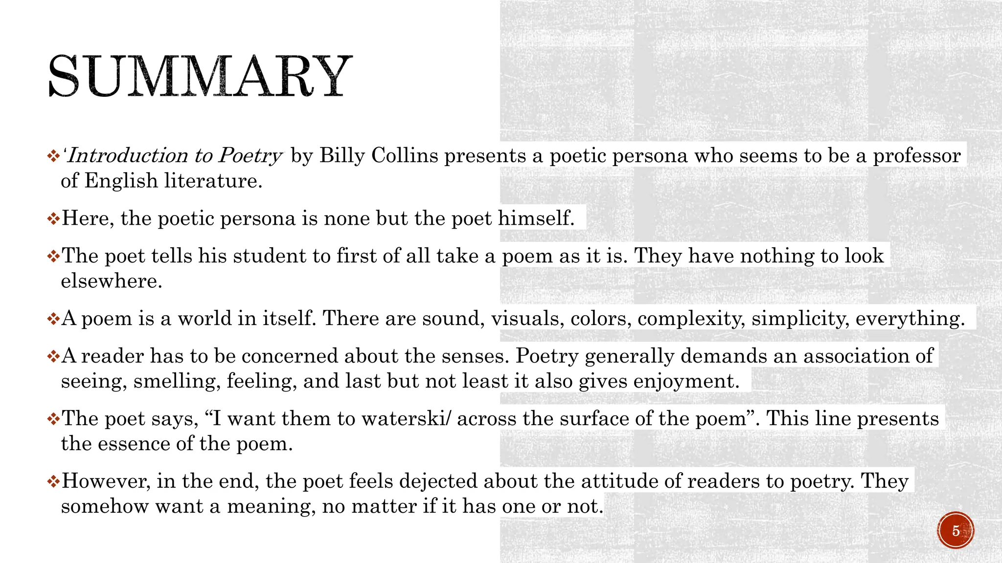 introduction to poetry by Billy Collins.pptx | Poetry | Books and ...