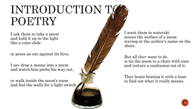 introduction to poetry by Billy Collins.pptx | Poetry | Books and ...