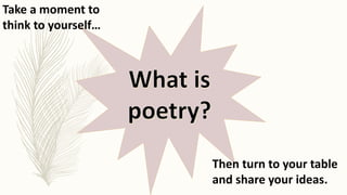 Introduction to poetry ppt (2) | PPTX | Poetry | Books and Literature