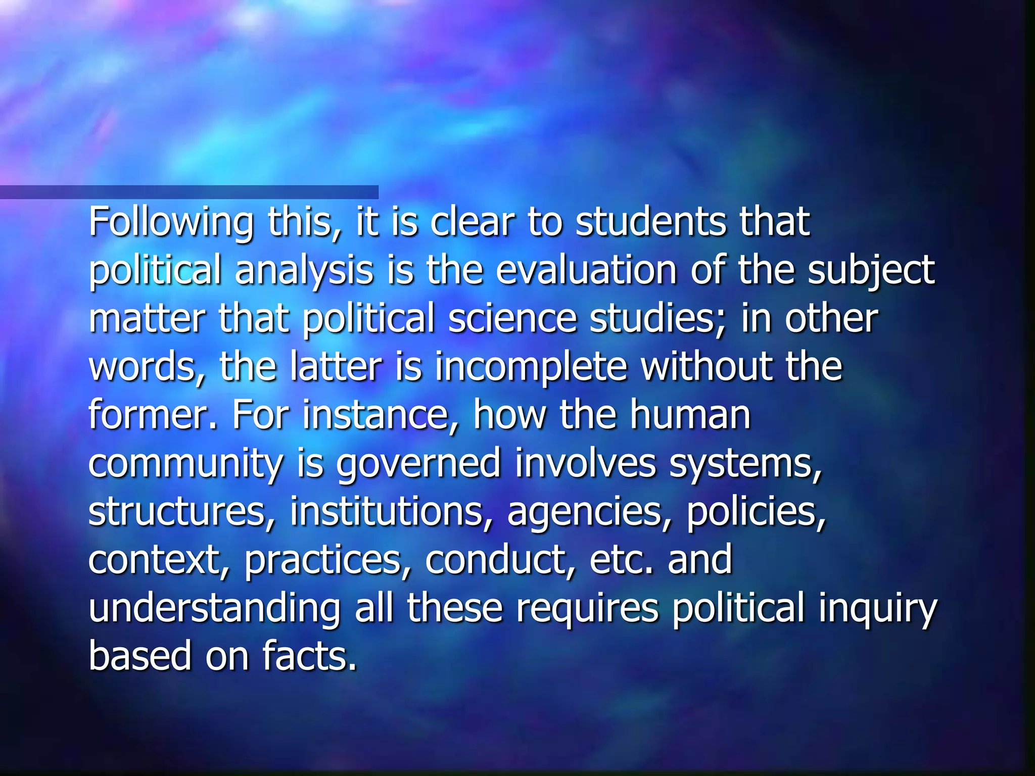 INTRODUCTION TO POLITICAL ANALYSIS.ppt | Politics