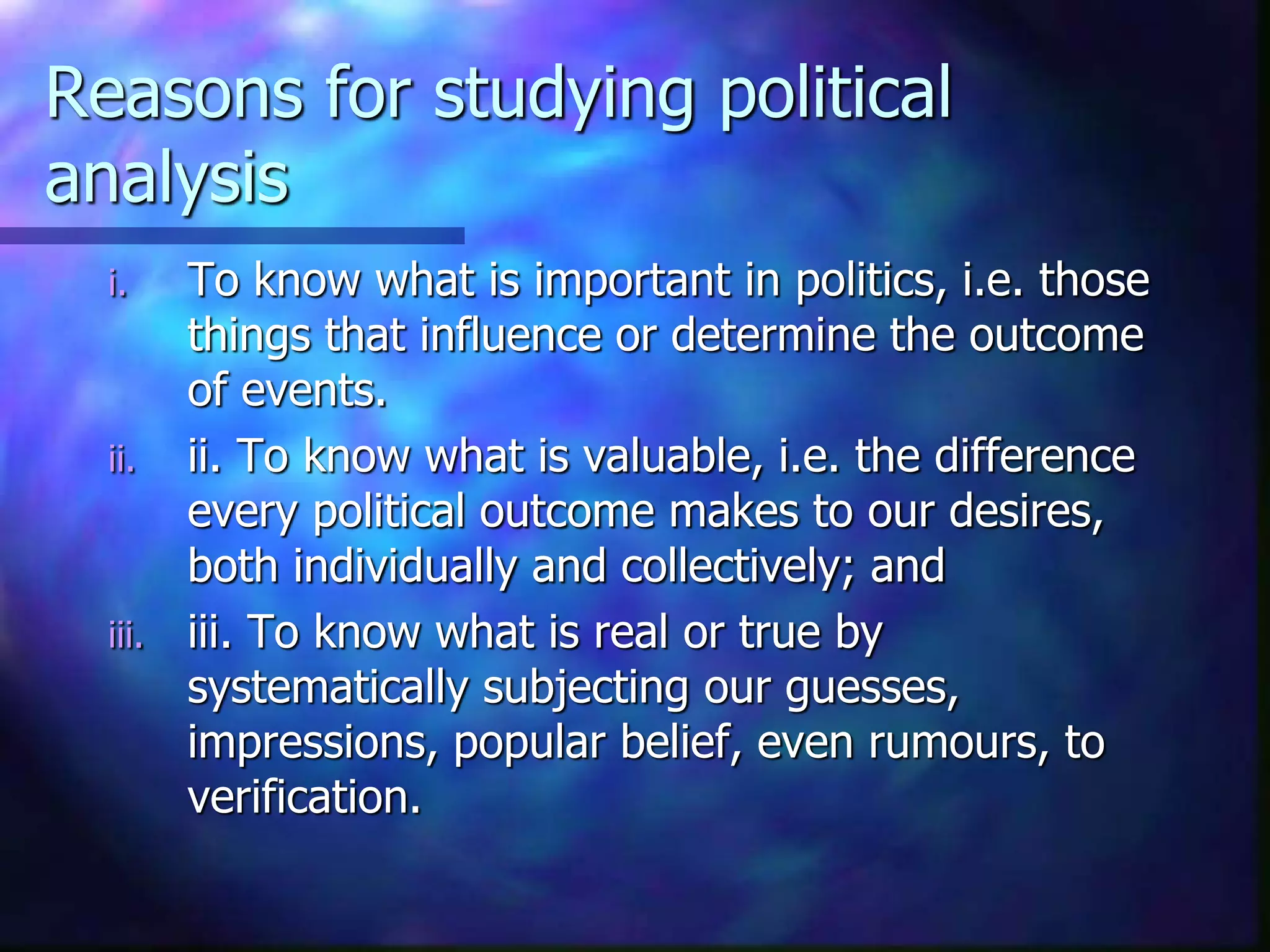 INTRODUCTION TO POLITICAL ANALYSIS.ppt | Politics