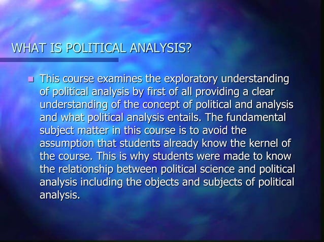 INTRODUCTION TO POLITICAL ANALYSIS.ppt | Politics