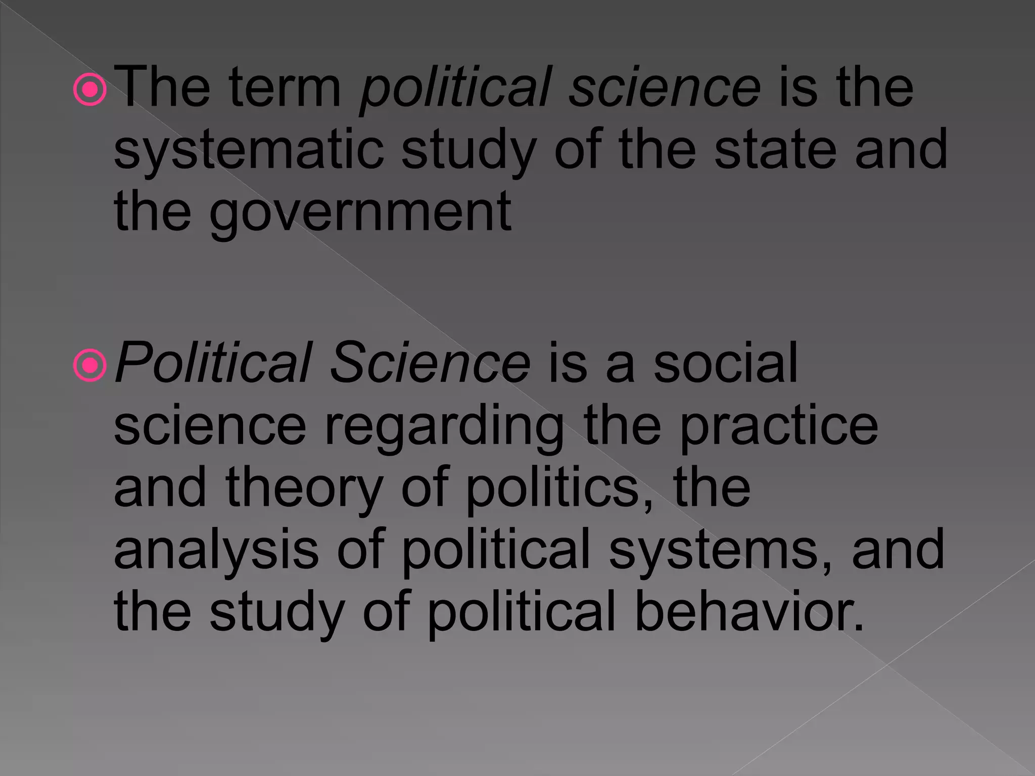 INTRODUCTION TO POLITICAL SCIENCE | PPTX
