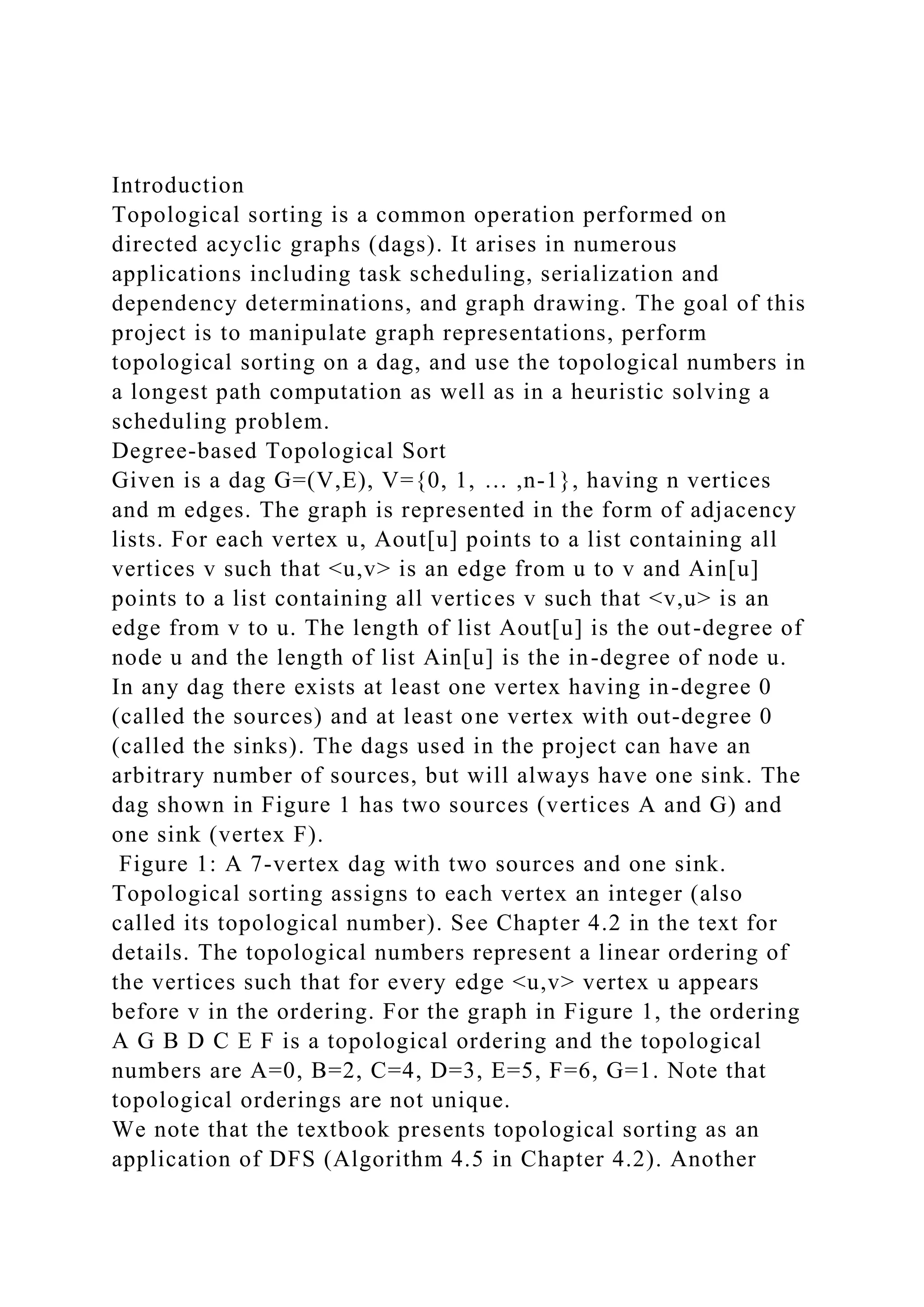 IntroductionTopological sorting is a common operation performed .docx