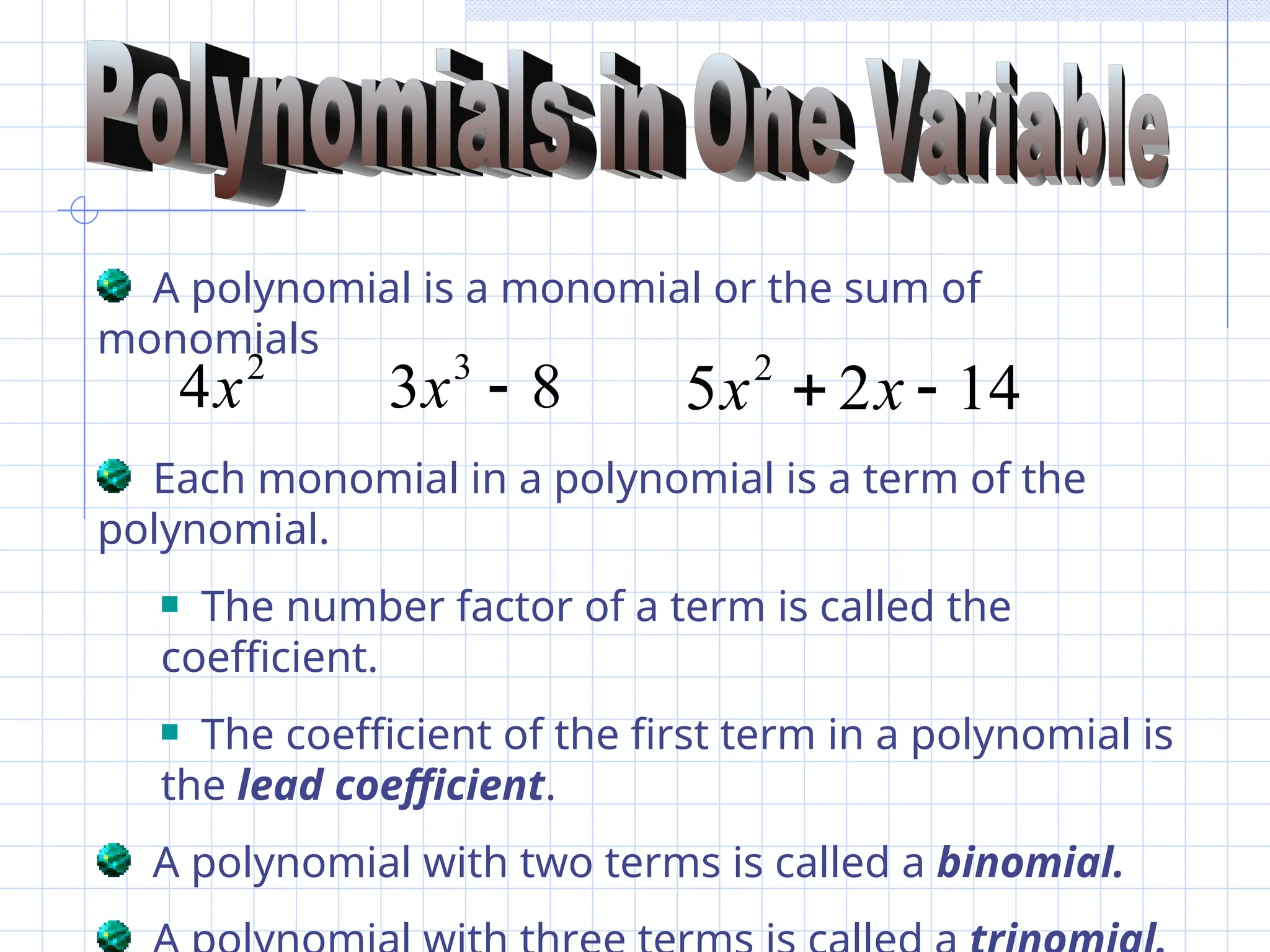 Introduction to Polynomials.ppt0.............................. | PPT