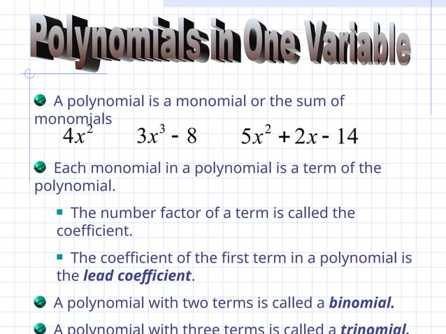 Introduction to Polynomials.ppt0.............................. | PPT