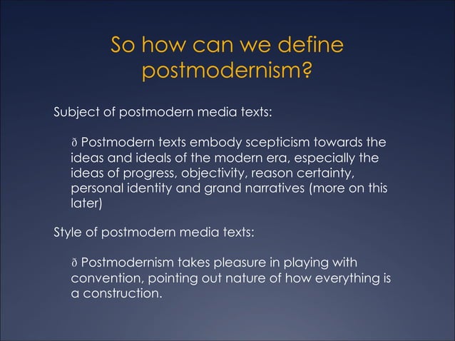 Introduction to post modernism | PPT | Modern Art | Fine Art
