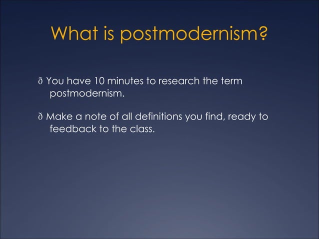 Introduction to post modernism | PPT | Modern Art | Fine Art