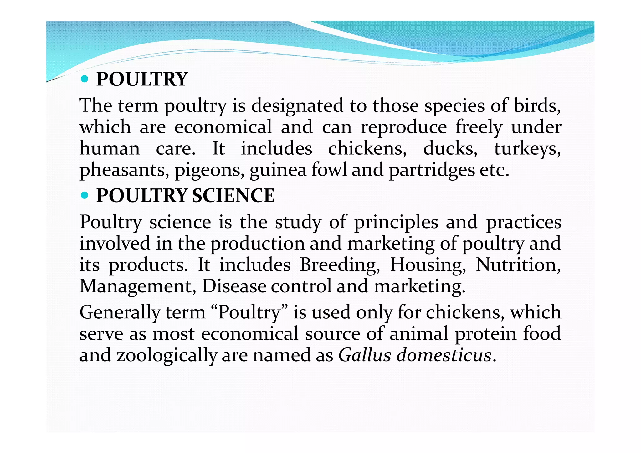 Introduction to poultry science | PDF