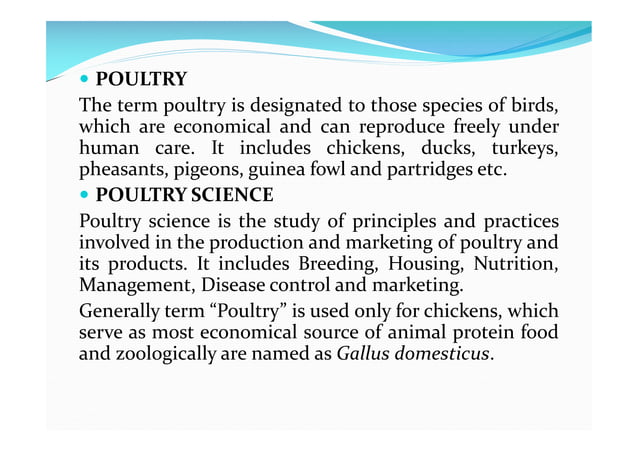 Introduction to poultry science | PDF