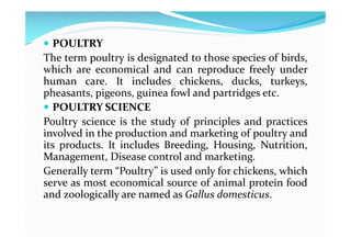 Introduction to poultry science | PPT