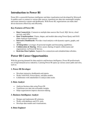 Introduction to Power BI: Beginner's Guide | PDF