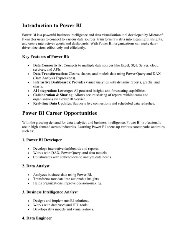 Introduction to Power BI: Beginner's Guide | PDF