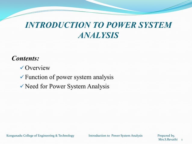 Introduction to power system analysis | PDF | Power and Energy Industry | Industries