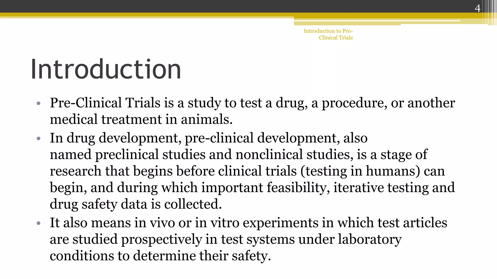 Introduction to Pre-clinical Trials | PPTX