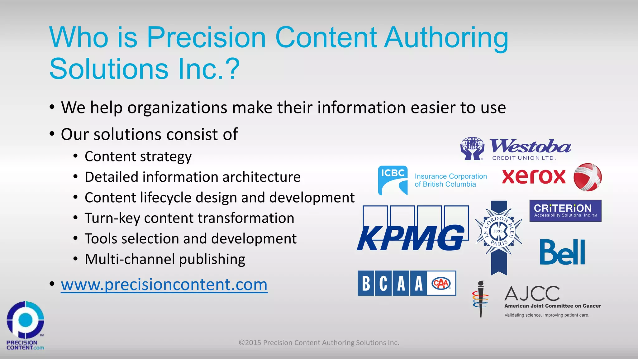 Precision Content™ Tools, Techniques, and Technology | PPTX
