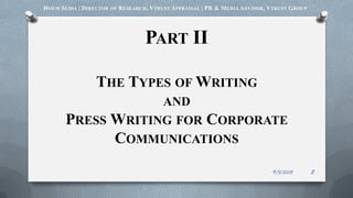 Introduction to press writing for corporate communications | PPT
