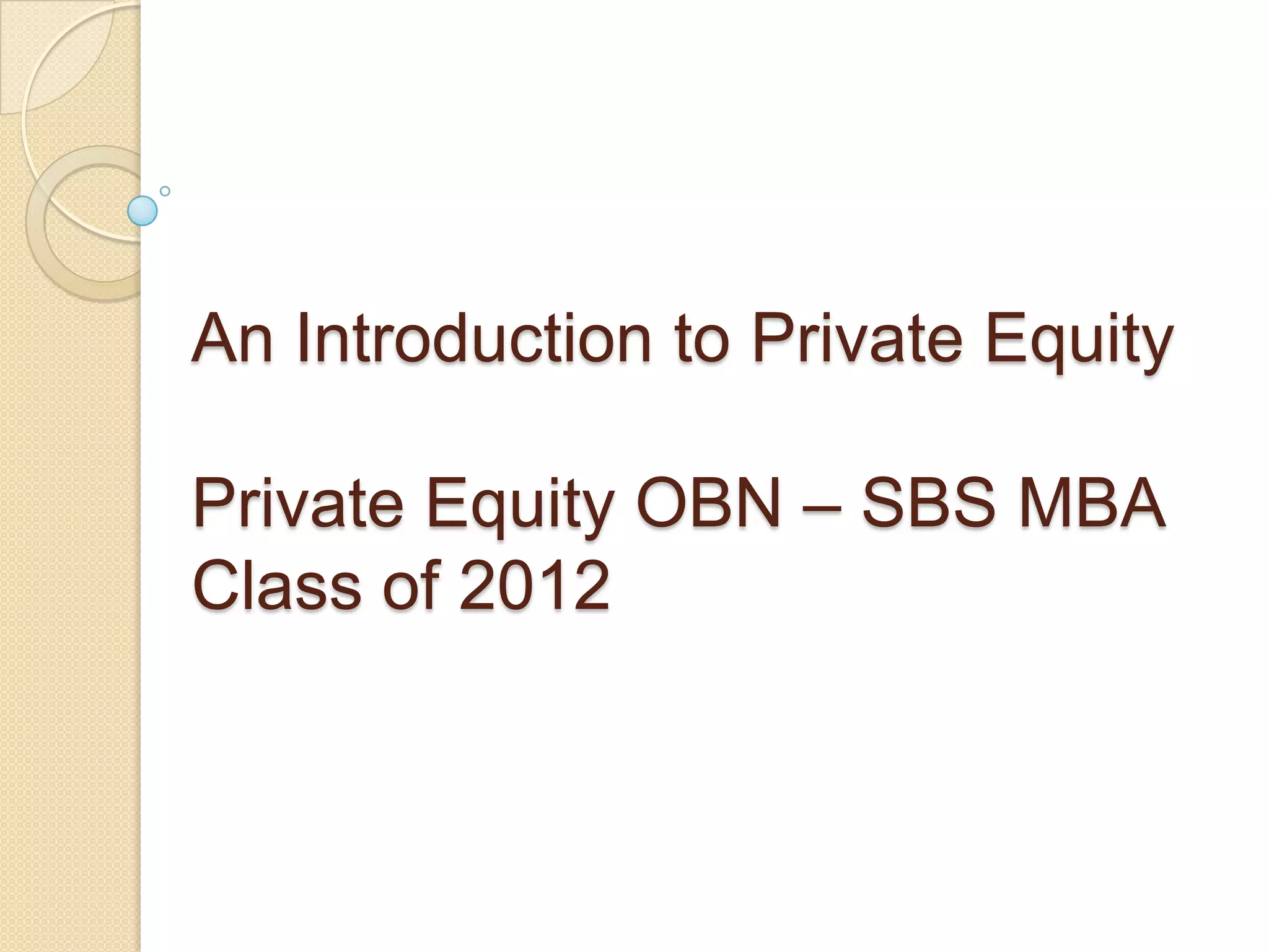 Introduction to Private Equity | PPTX