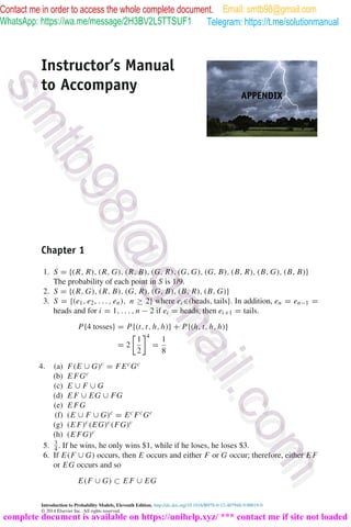 Solutions for Exercises in Introduction to Probability Models, 11th Edition – Sheldon Ross | PDF