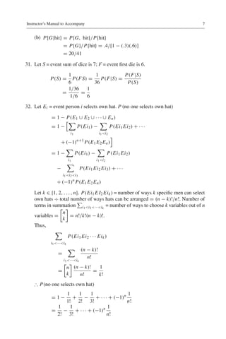 Solutions for Exercises in Introduction to Probability Models, 11th ...
