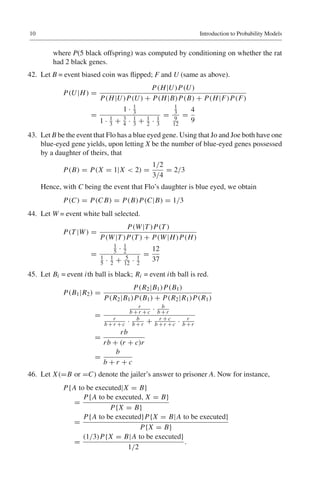 Complete Solutions for Exercises in Introduction to Probability Models ...