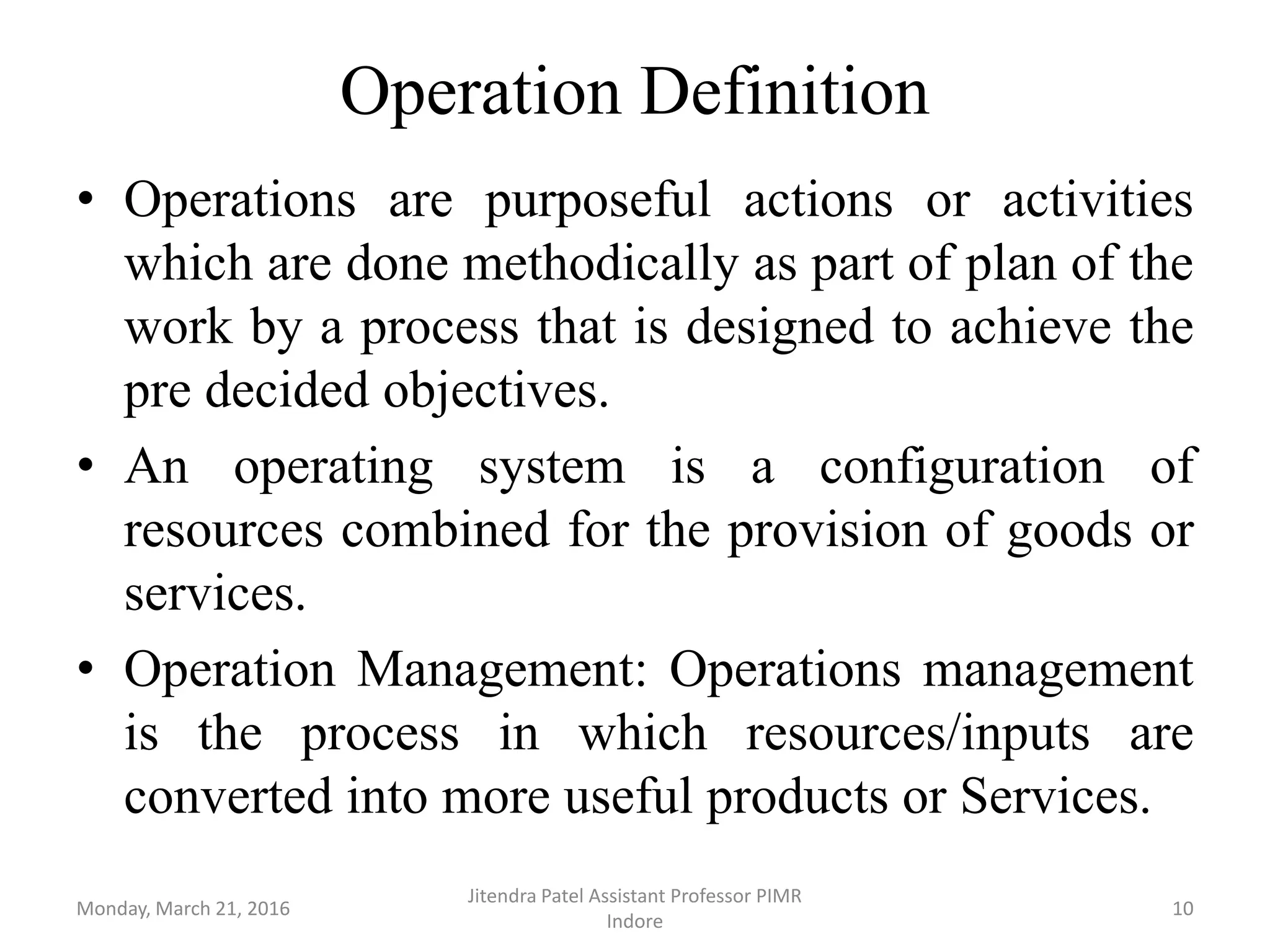 Introduction to production and operation management | PPTX