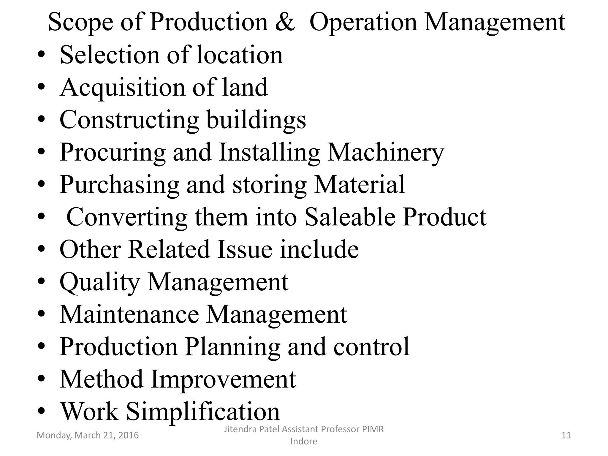 Introduction to production and operation management | PPTX
