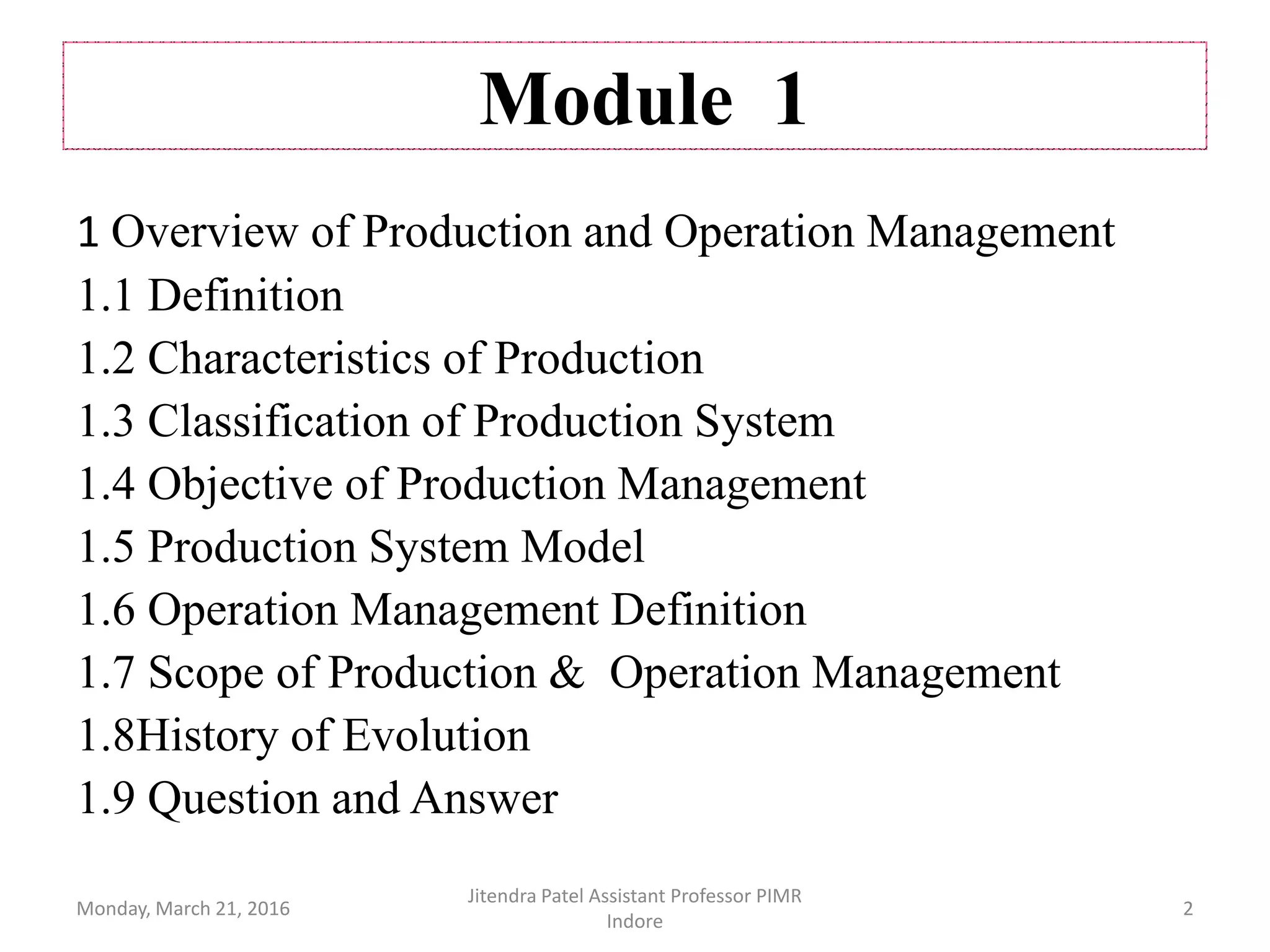 Introduction to production and operation management | PPTX