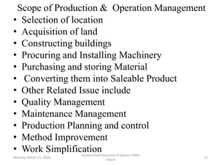 Introduction to production and operation management | PPTX