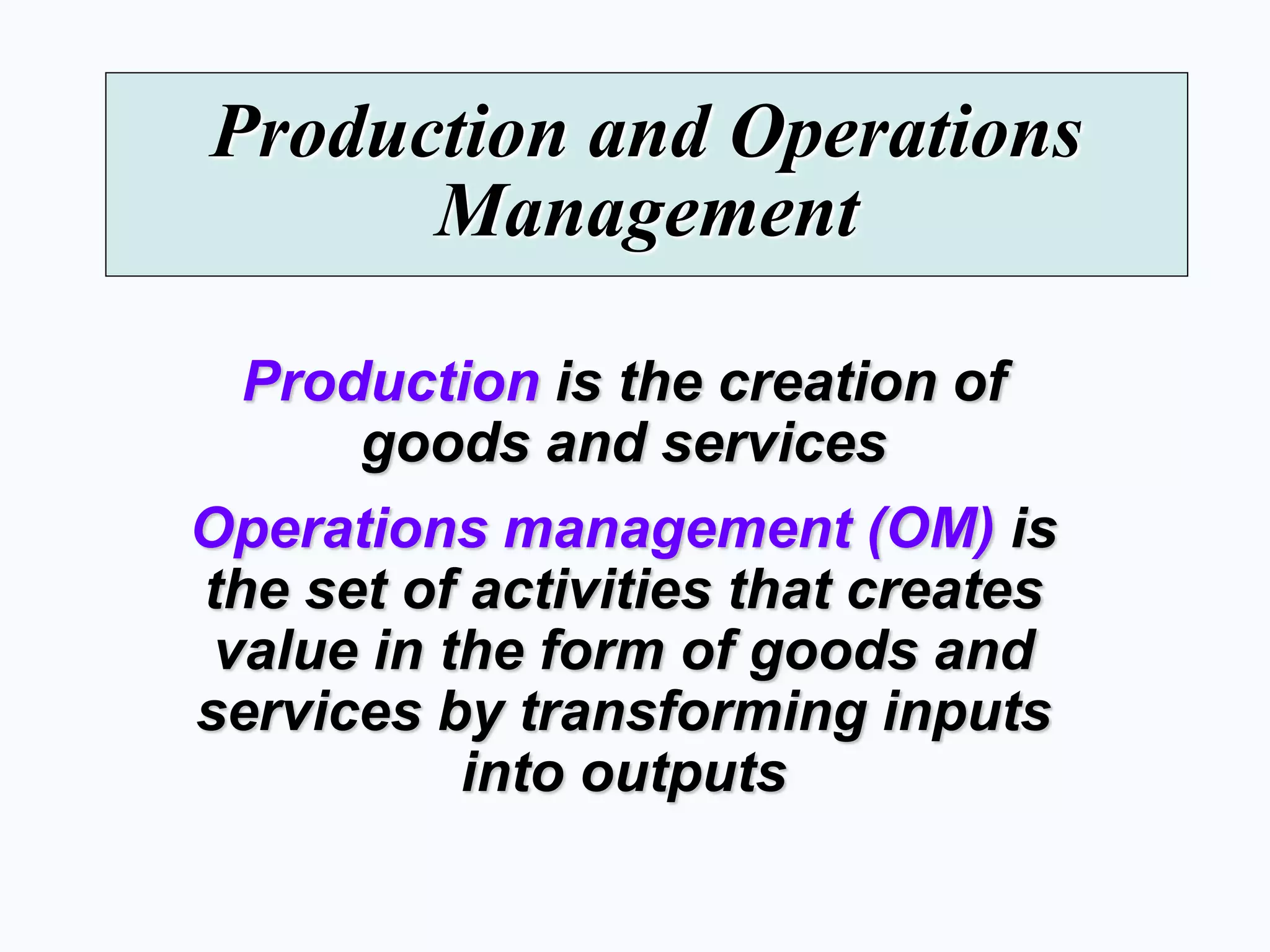 Introduction to production and operations management | PPT